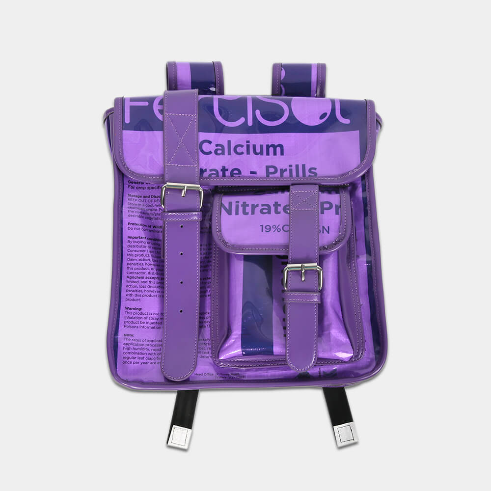 Purple Repurposed Square Backpack with Padded Straps – Sustainable and ...